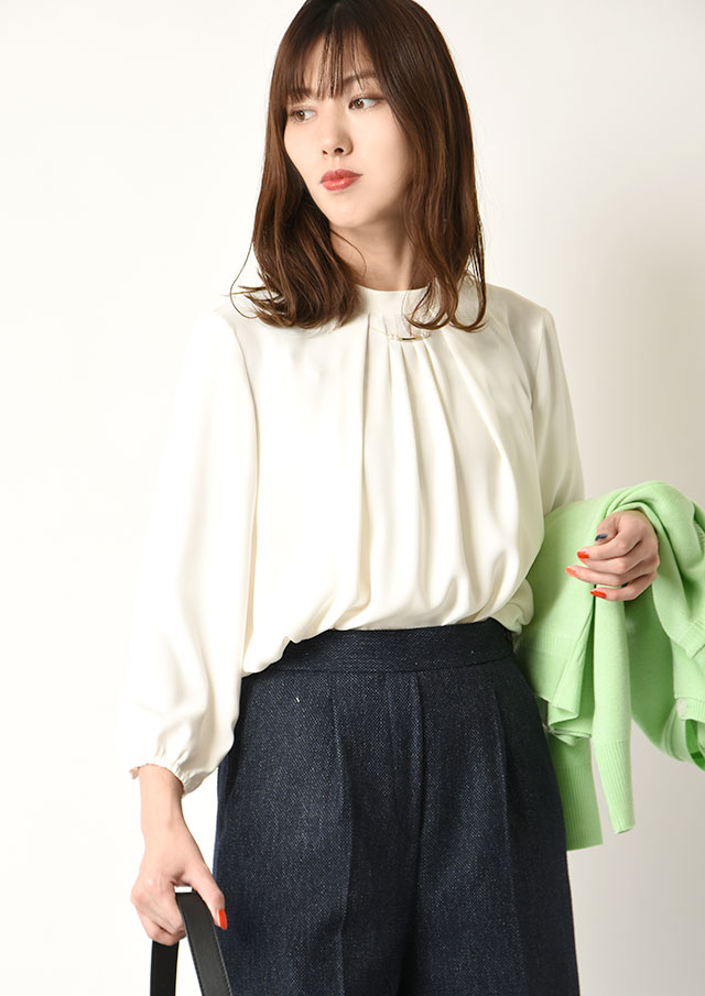 ファンシーヤーンジャケット風クルーネックカーディガン